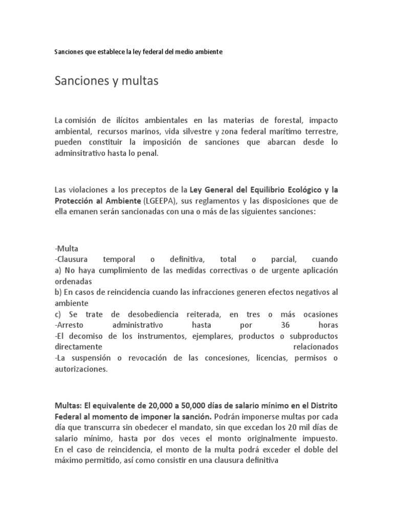 Sanciones y multas ambientales en México | PDF | Multa (pena) | Justicia