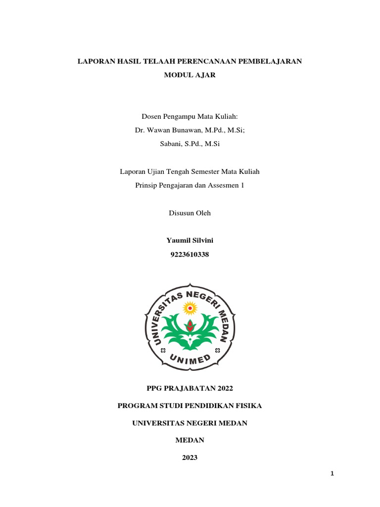 UTS-Yaumil Silvini - Prinsip Pengajaran Dan Asesmen 1 - Lampiran Modul Ajar | PDF