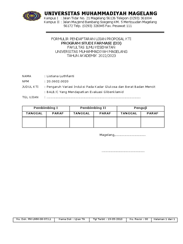 KTI] UMM Farmasi Proposal | PDF