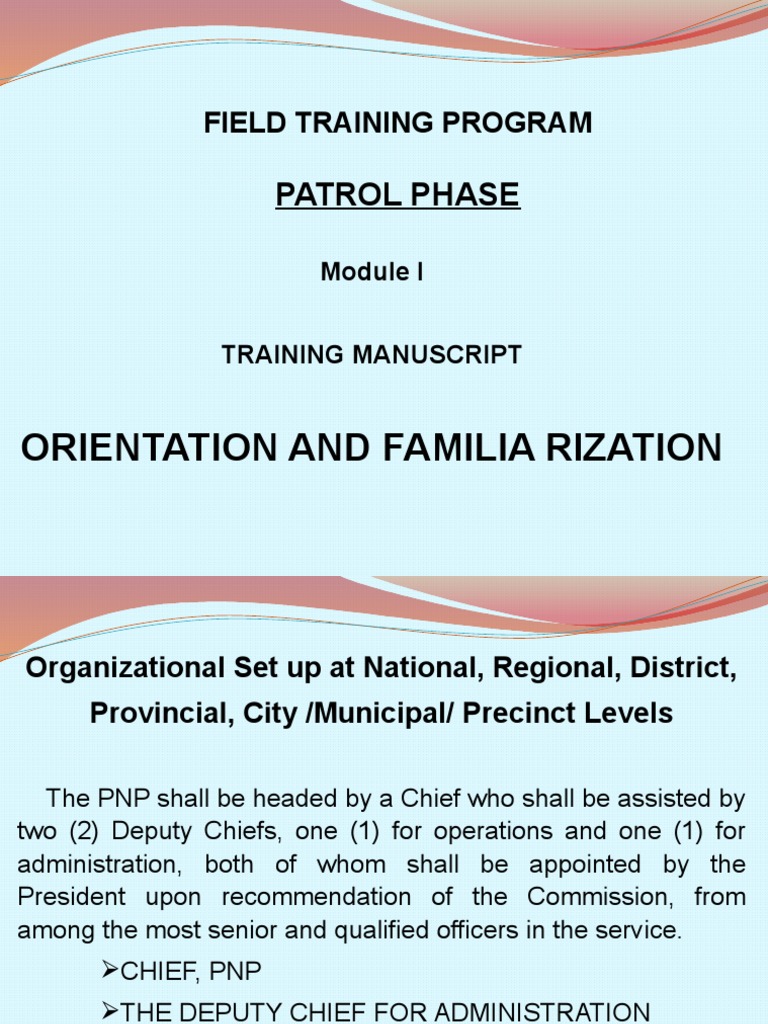Module 1 PATROL ORIENTATION AND FAMILIARIZATION | PDF | Crimes | Crime ...