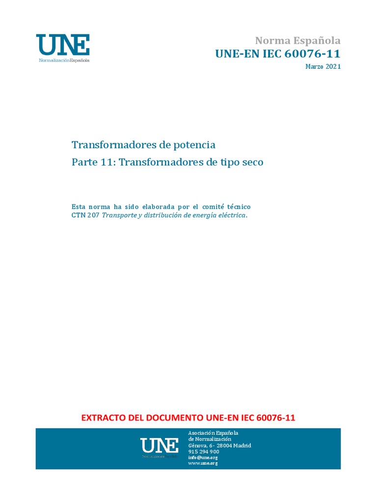 (Ex) Une-En Iec 60076-11 2021 | PDF | Transformador | Aislador ...