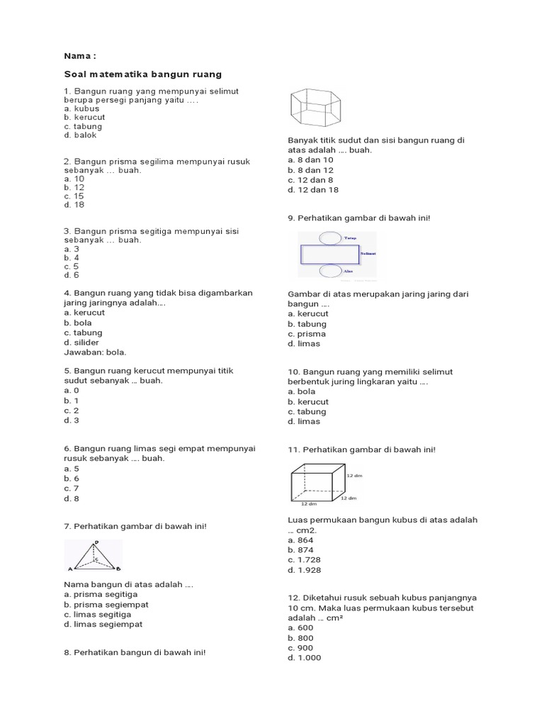 Soal Matematika Bangun Ruang | PDF