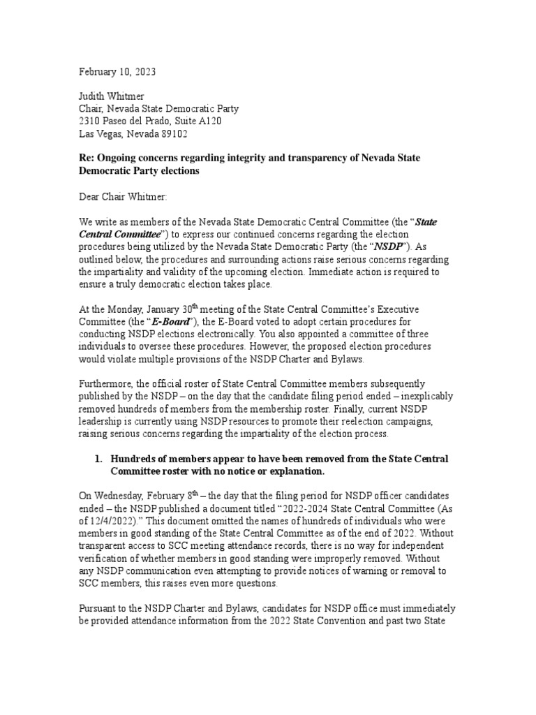 Feb. 10 Letter | PDF | Voting | Elections