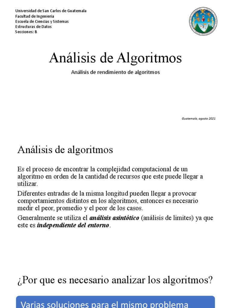 P3 - Analisis de Algoritmos | PDF | Algoritmos | Teoría de la ...