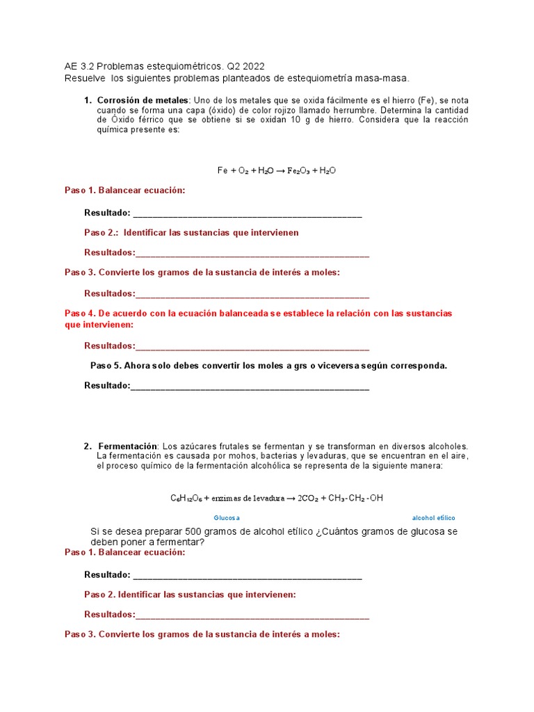 GABRIEL DE JESUS MERCADO GARCIA - AE 3.2 Problemas Estequiometricos ...