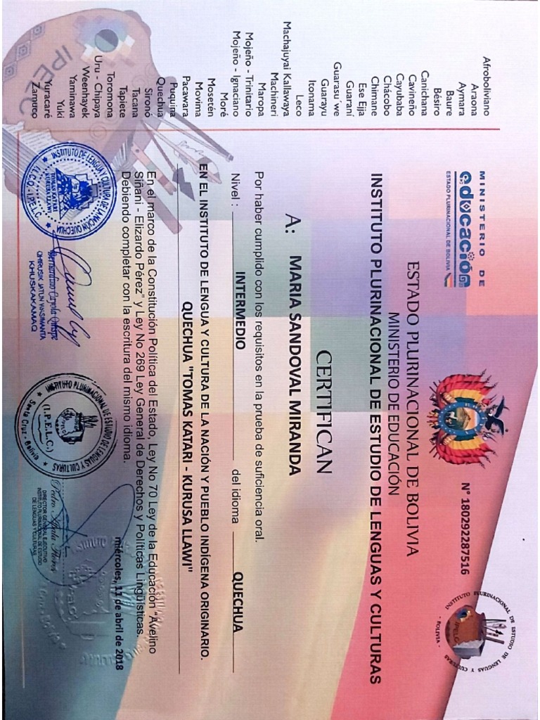 Certificado de Idioma | PDF