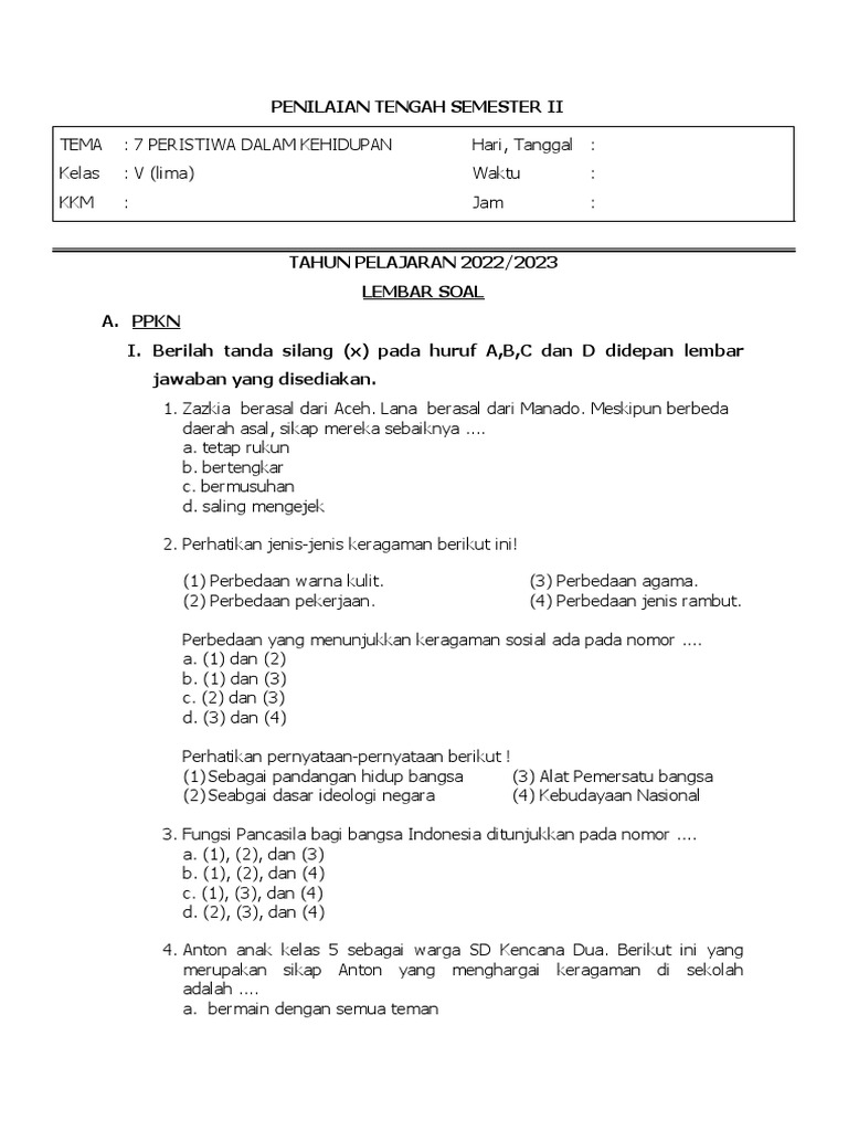 Soal PTS Tema 7 | PDF