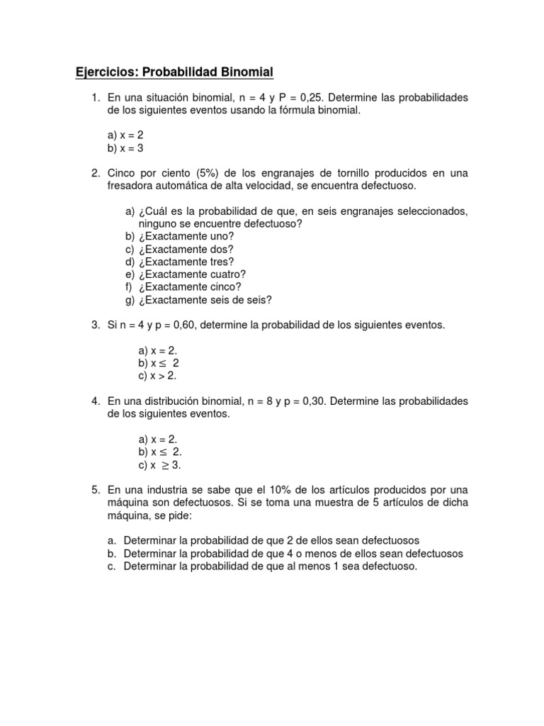 Ejercicios Probabilidad Binomial | PDF