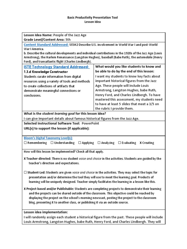 Bpts Basic Productivity Tools Lesson Idea | PDF | Project Based Learning | Learning