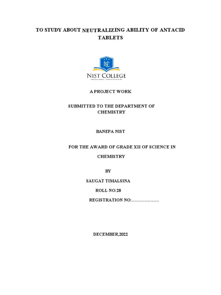 Antacid Tablets Neutralizing Study | PDF | Chemistry | Chemical Substances