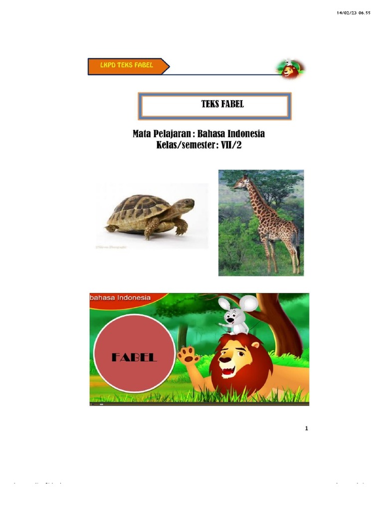 LKPD Teks Fabel-Pembelajaran 1 | PDF
