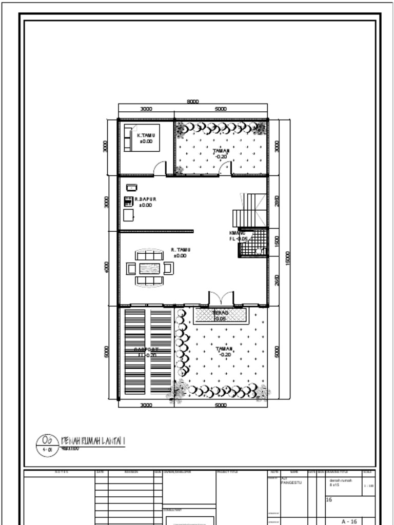 Denah Rumah 8x15 Lantai 1 | PDF