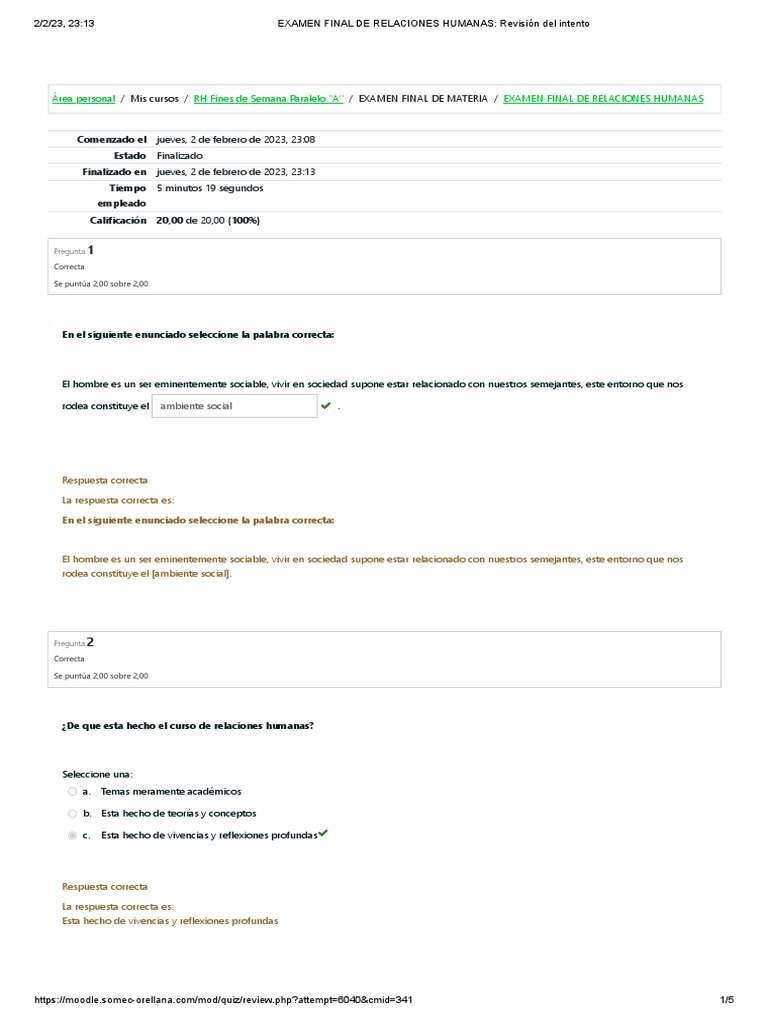 Examen Final de Relaciones Humanas | PDF | Trastorno mental | Altruismo