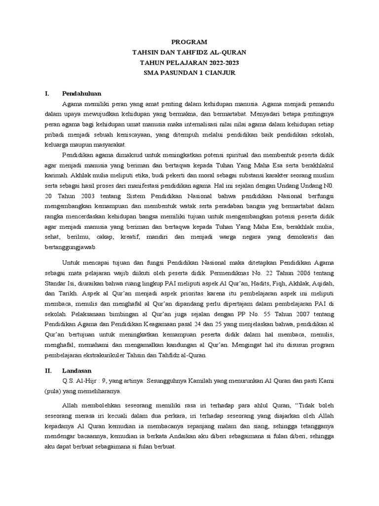 Program Tahsin Dan Tahfidz | PDF