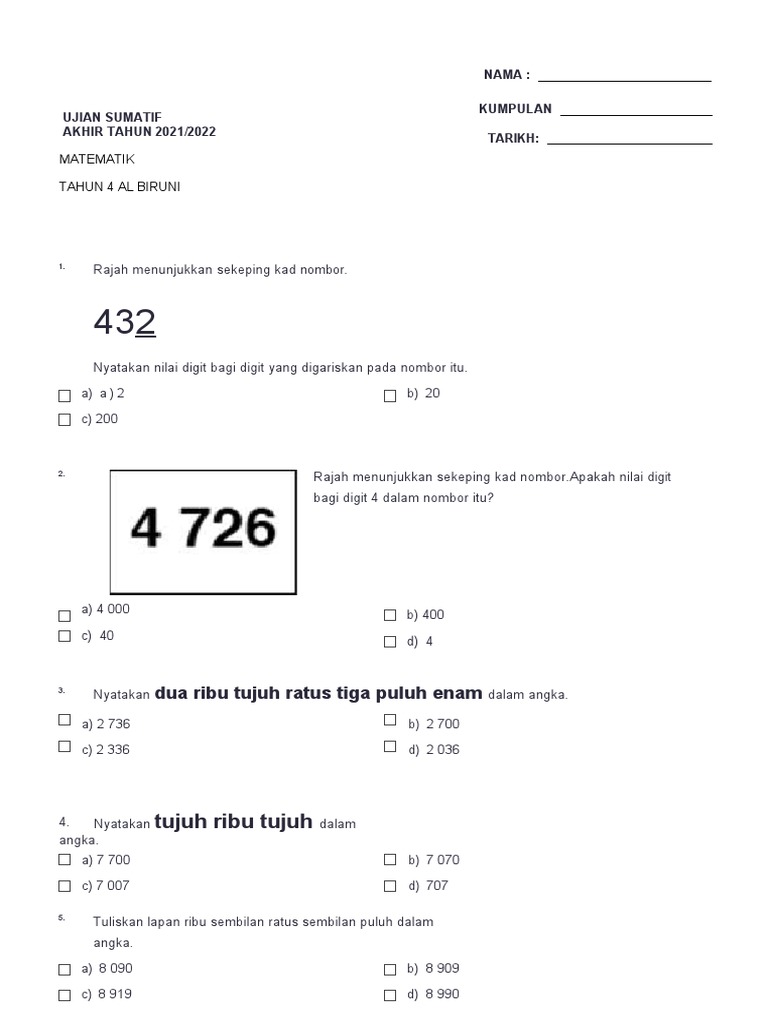 Nombor Bulat Tahun 4 Pdf