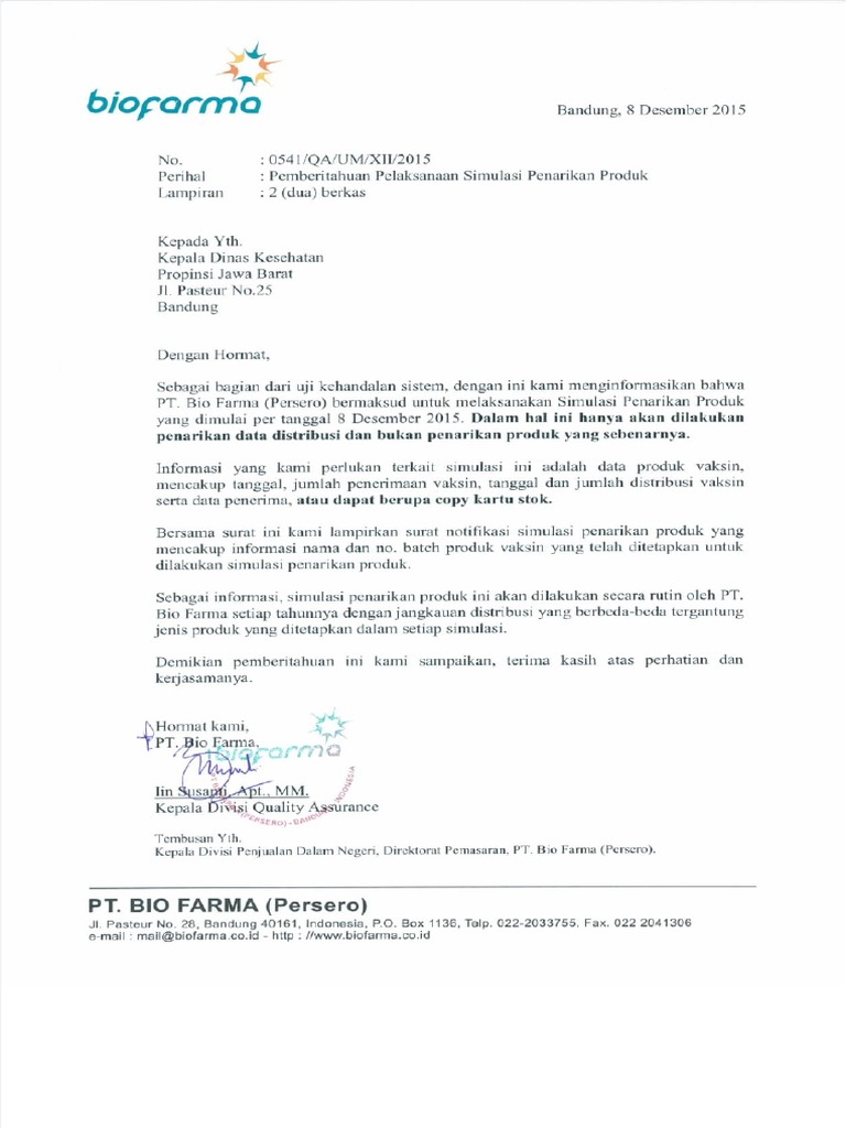 Contoh Surat Penarikan | PDF