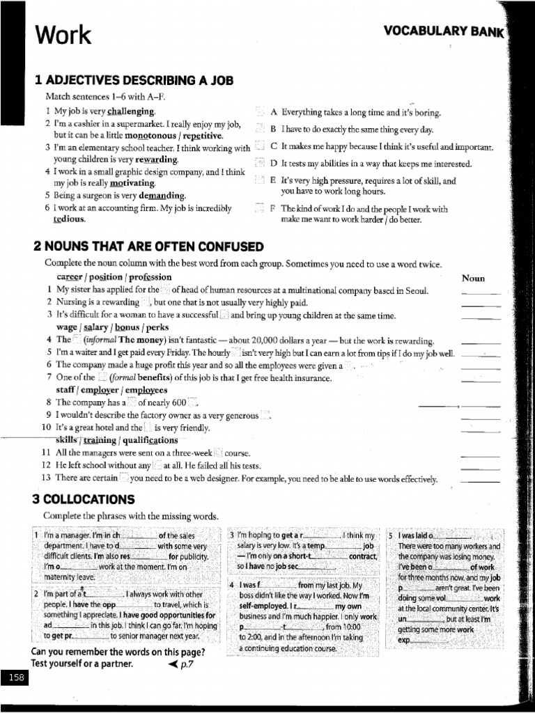 Vocabulary bank | PDF