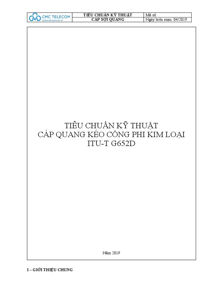Tieu Chuan Ky Thuat CMC Tel - Cap Quang 2019 - VN | PDF