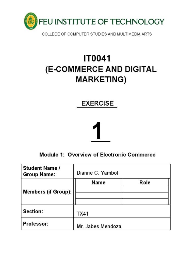 01 Laboratory Exercises | PDF | E Commerce | Marketing