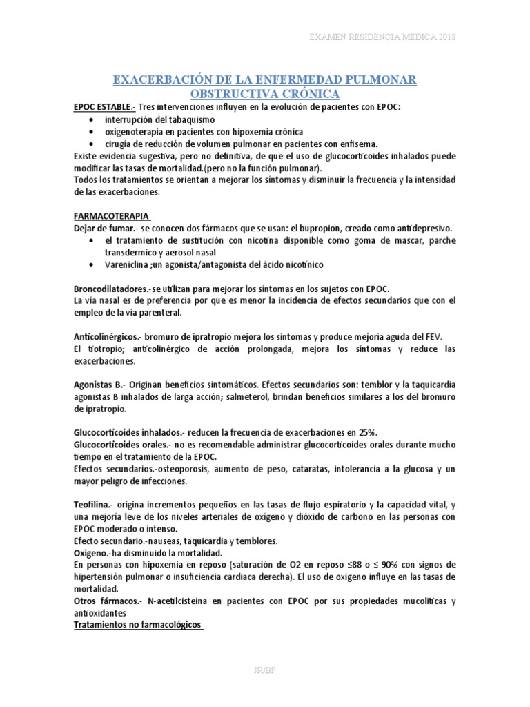 Exacerbación de La Enfermedad Pulmonar Obstructiva Crónica | PDF ...