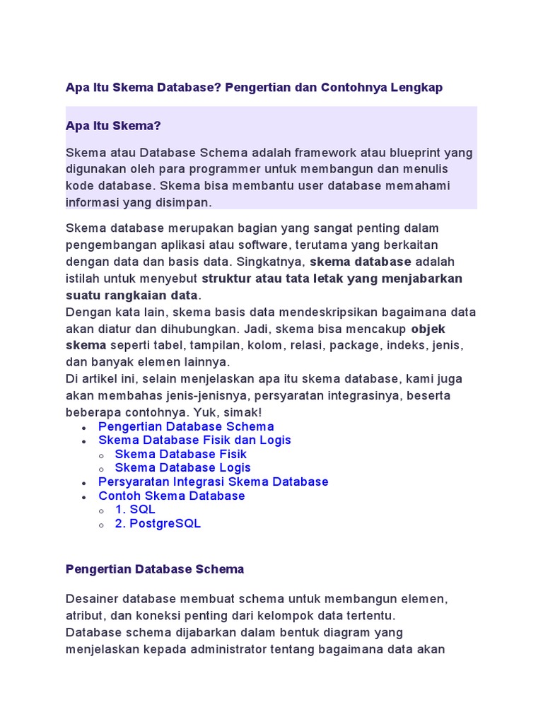 Pengertian dan Contoh Skema Database | PDF | Komputer