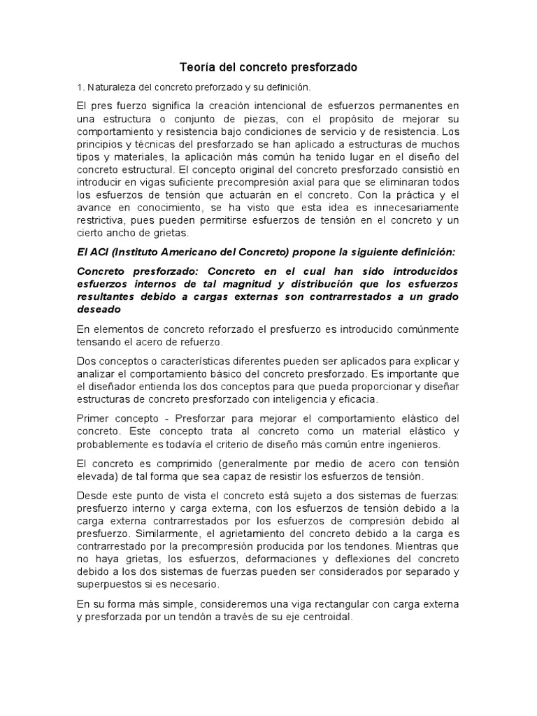 Teoría Del Concreto Presforzado Pdf Hormigón Pretensado Viga