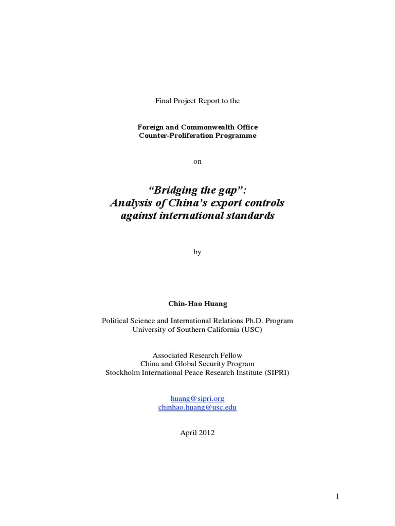Final FCO Huang Chinese Export Controls Report | PDF | China | World ...