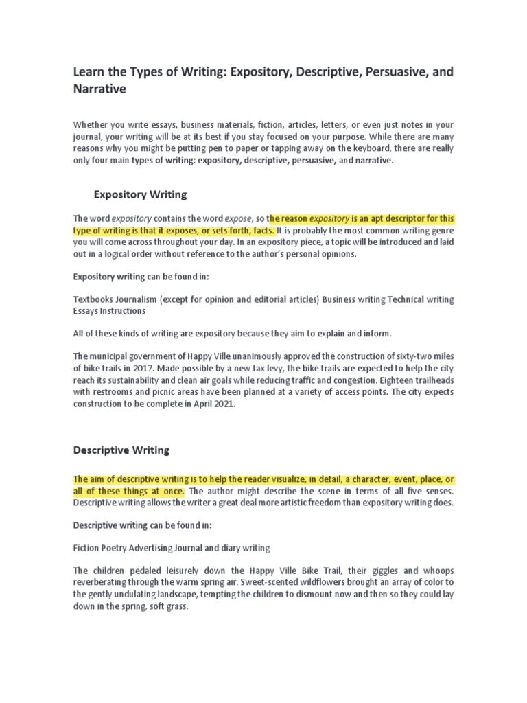 Types of Writing | PDF