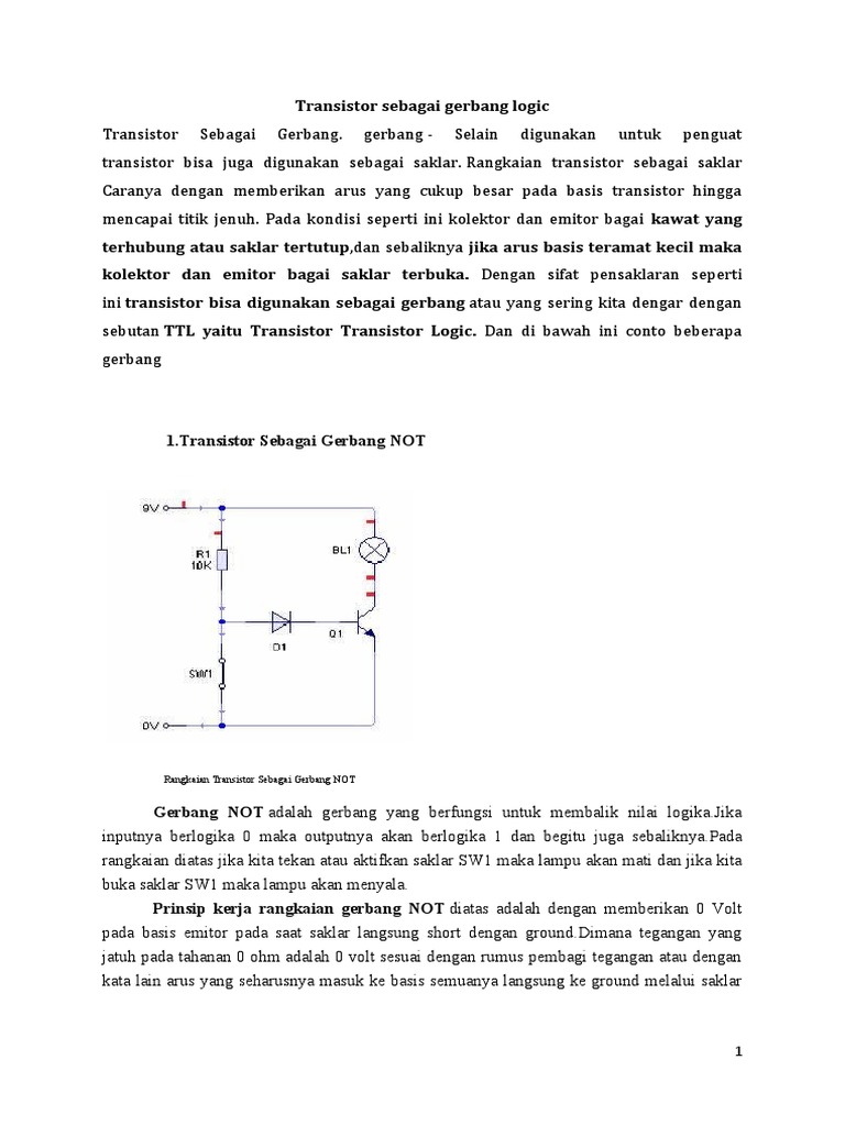 Transistor Sebagai Gerbang Logic | PDF | Sains & Matematika