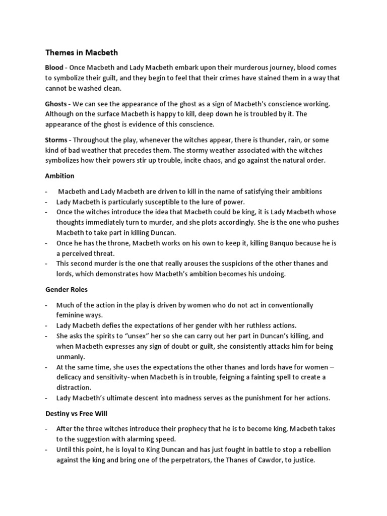 Themes of Guilt, Ambition, and Fate in Macbeth: An Analysis of Key ...