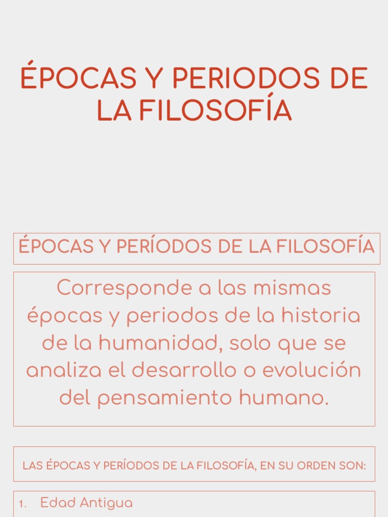 Épocas y Periodos de la Filosofía | PDF | Clásicos