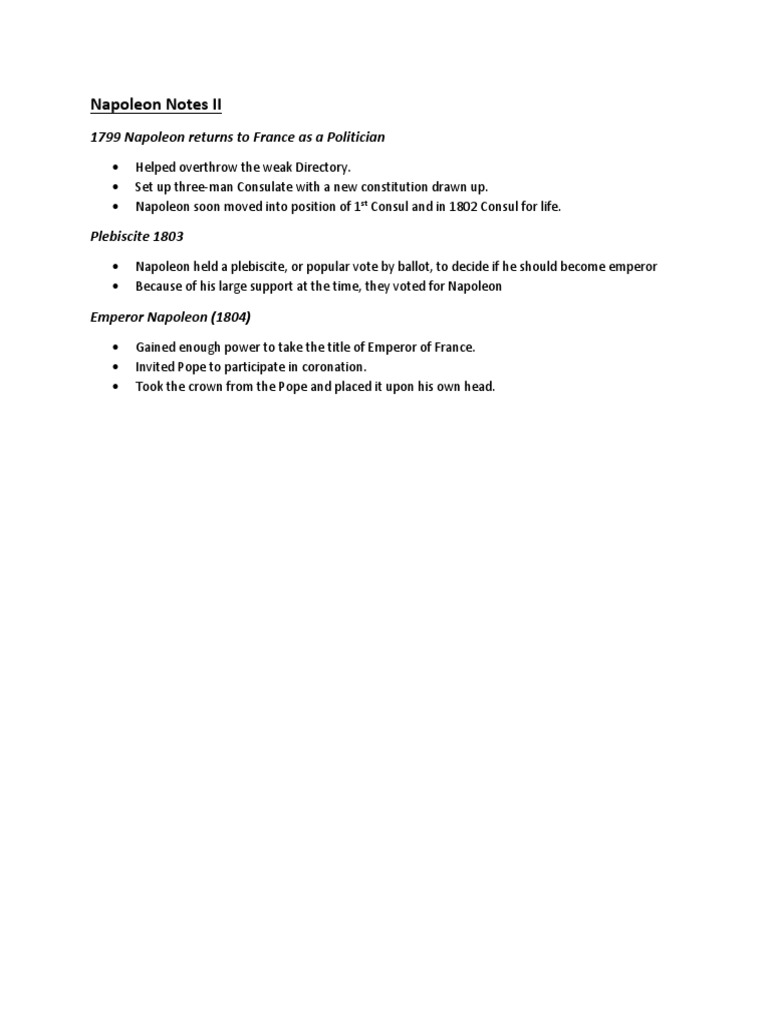 Napoleon Notes II | PDF