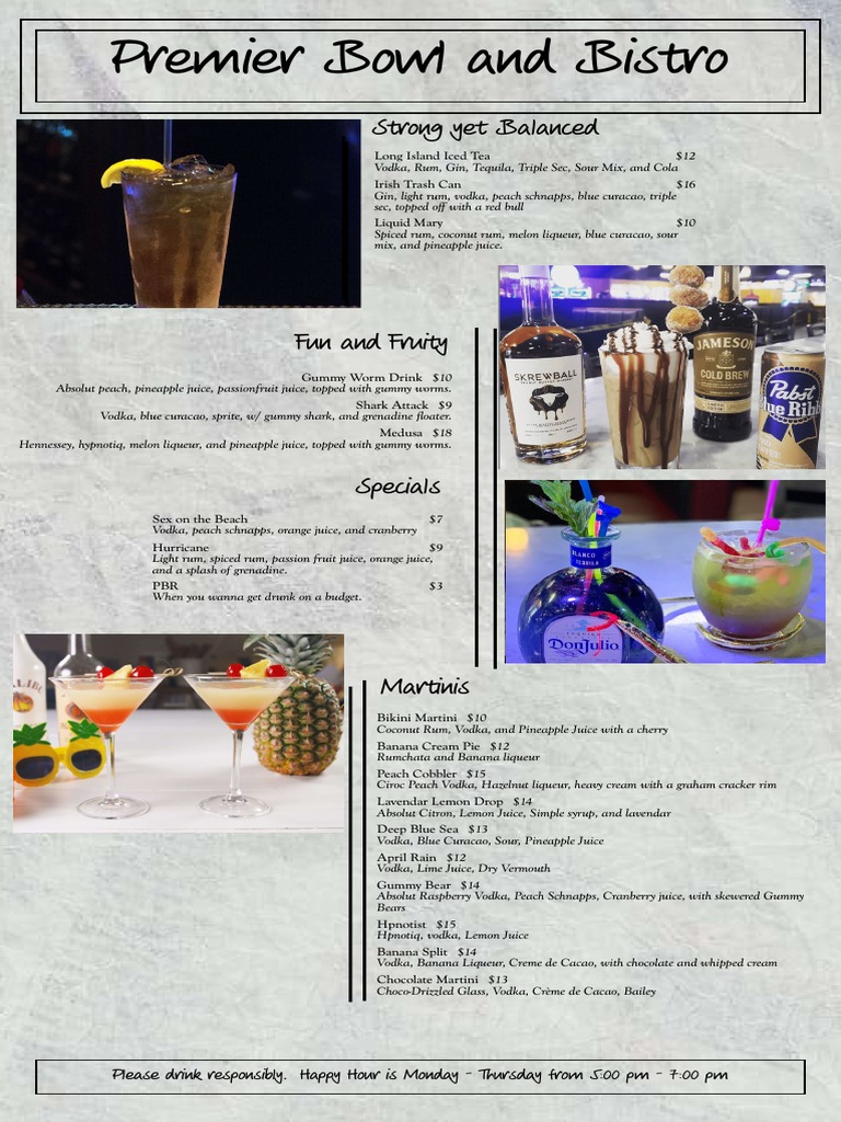 Cocktail Menu | PDF | Drink | Alcoholic Drinks