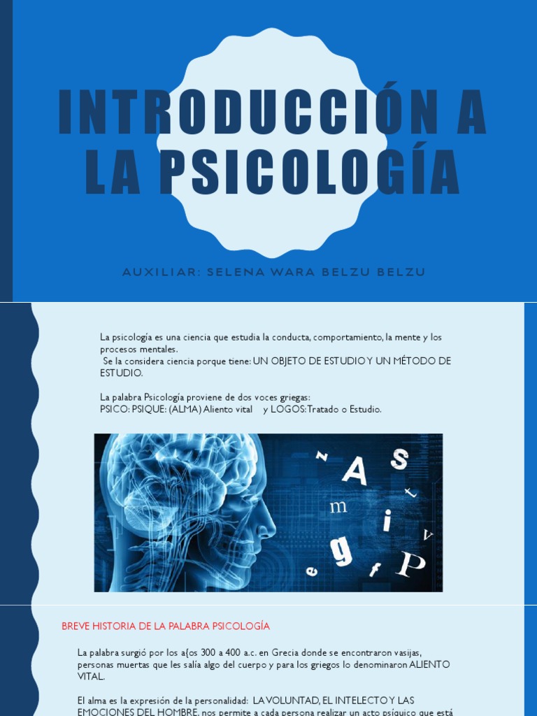 INTRODUCCIÓN A LA PSICOLOGÍA | PDF | Sicología | Mente