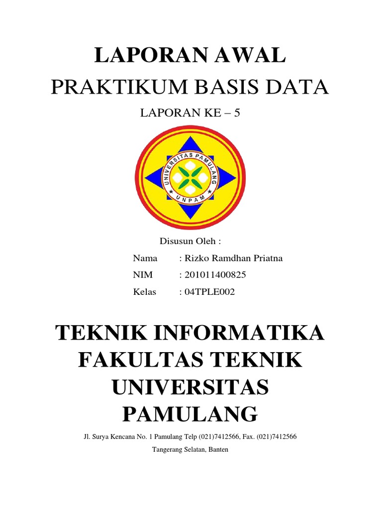 05TPLE002 - Rizko Ramdhan Priatna - Laporan - Praktikum Basis Data - PT5 | PDF