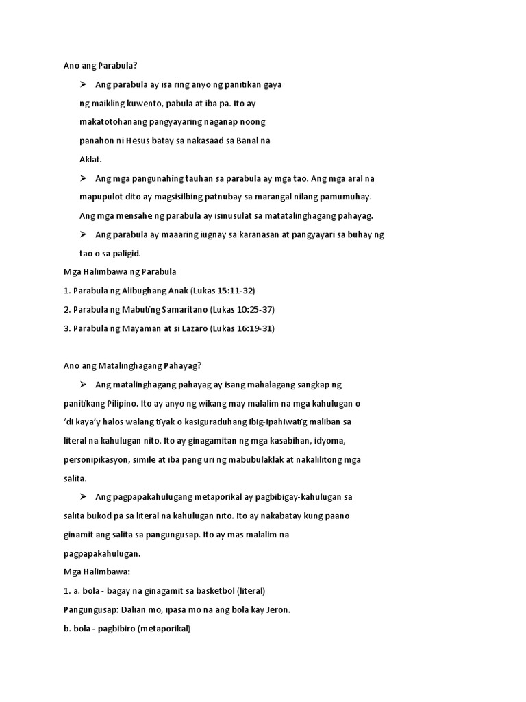Ano Ang Parabula | PDF