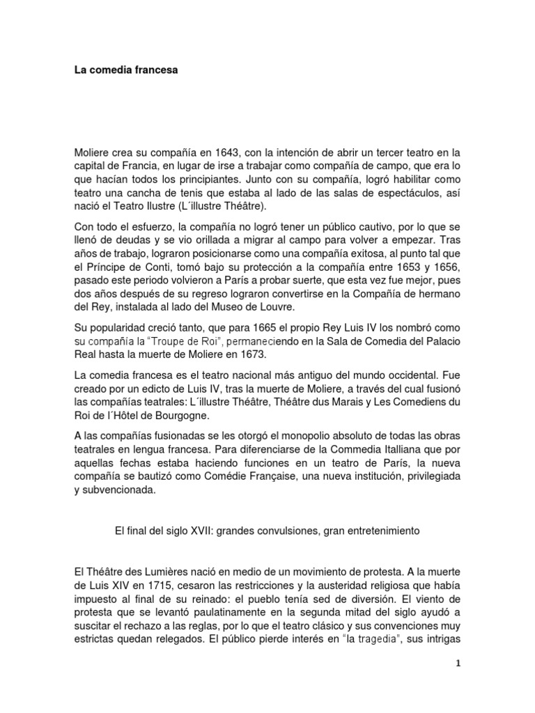 La Comedia Francesa | PDF | Molière