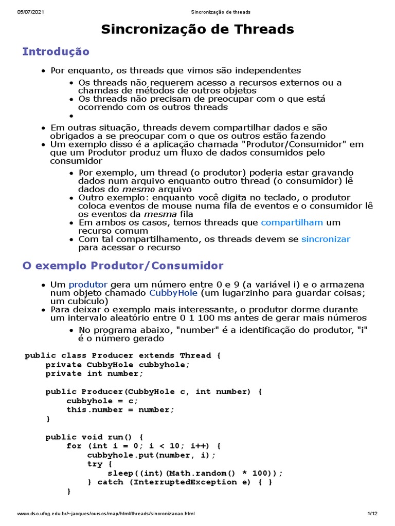 Sincronização de Threads | PDF | Thread (informática) | Tecnologia de ...