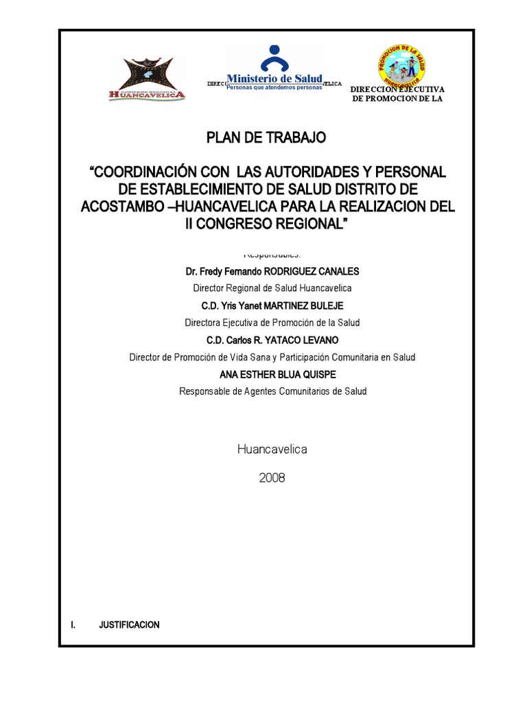Plan de Trabajo Acostambo | PDF | Gobierno