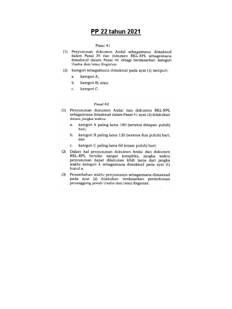 Perubahan Izin Lingkungan PP 22 Tahun 2021 Amdal ABC | PDF