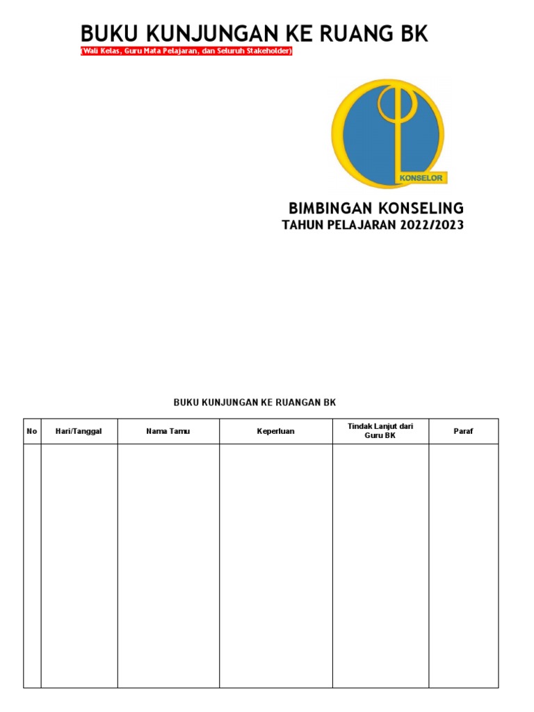 Buku Kunjungan Ke Ruang BK | PDF