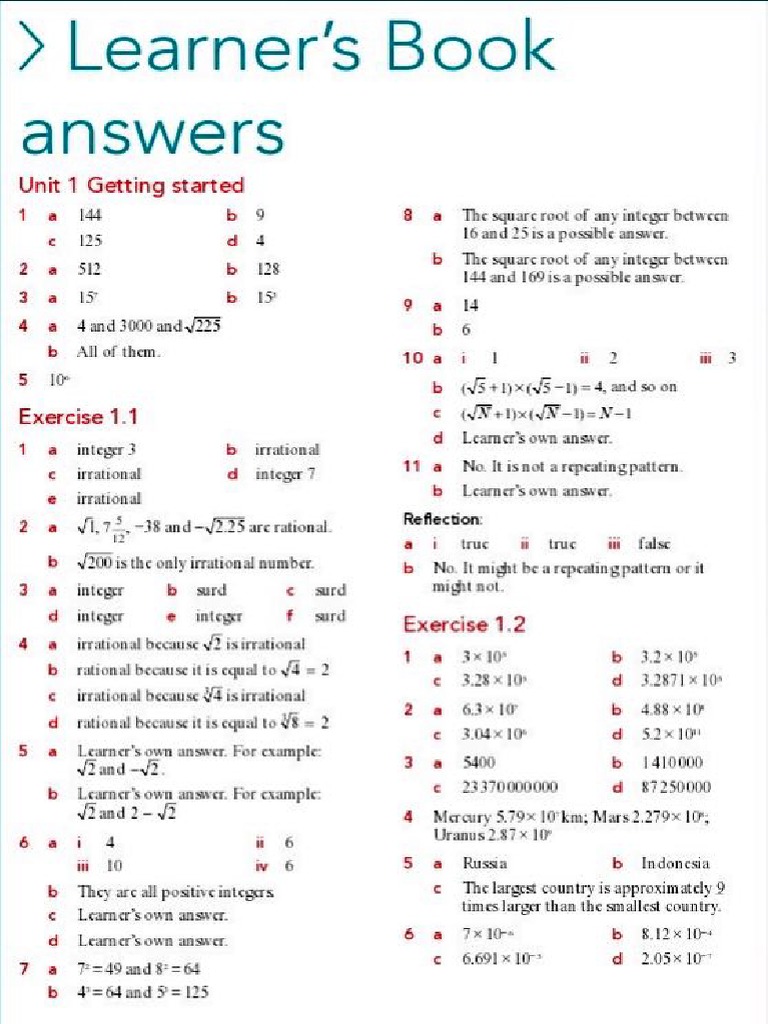 Mathematics Checkpoint 9 Coursebook Answer Keys | PDF
