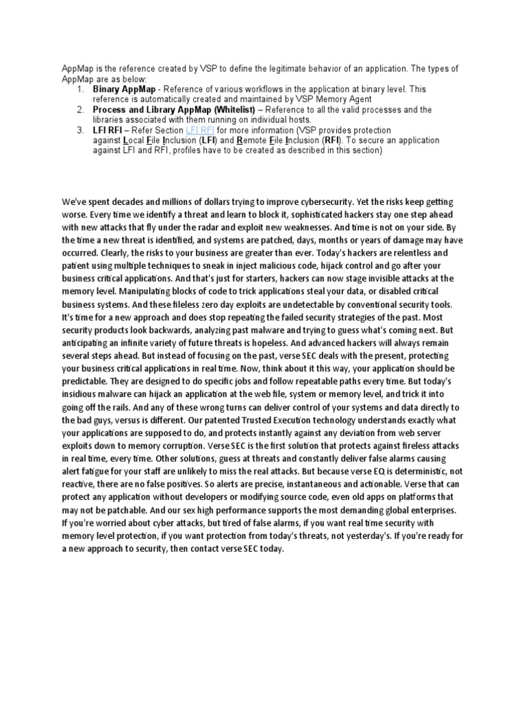 AppMap Is The Reference Created by VSP To Define The Legitimate Behavior of An Application | PDF ...