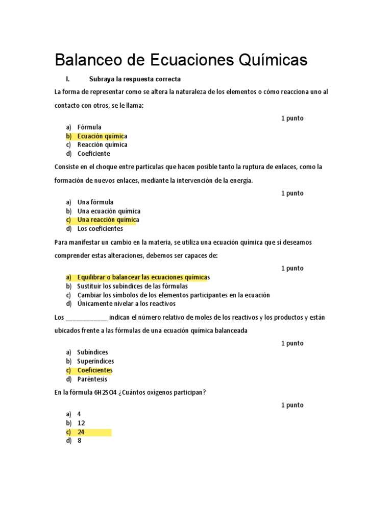 Guía de Balanceo de Ecuaciones Químicas | PDF | Química | Física