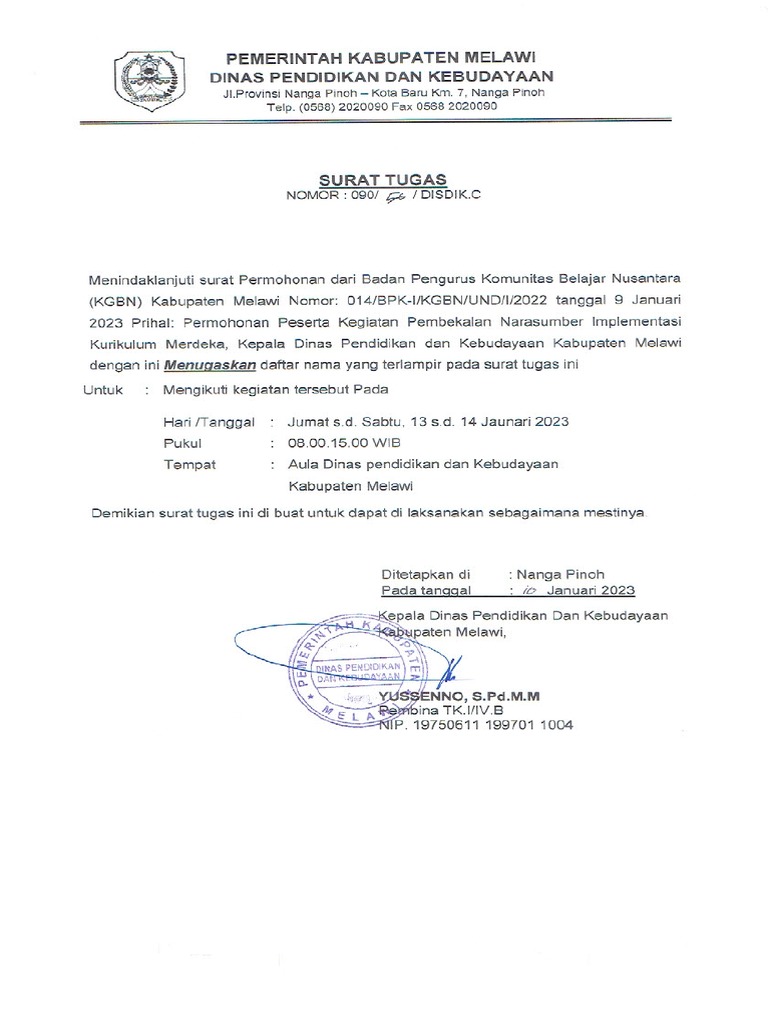 Surat Tugas PP | PDF