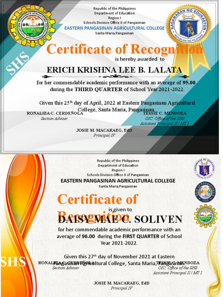 Recognizing Excellence: Certificates of Appreciation for Committee ...