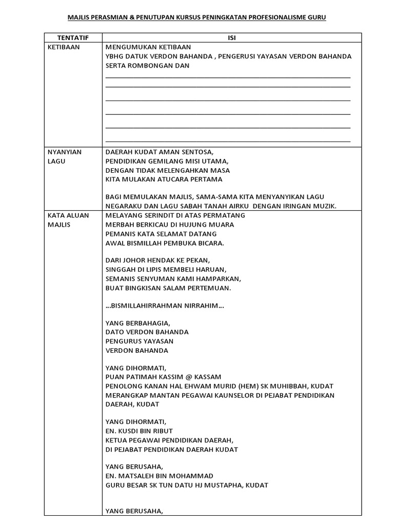 Teks Emcee Dato Verdon Jom Ke Sekolah | PDF