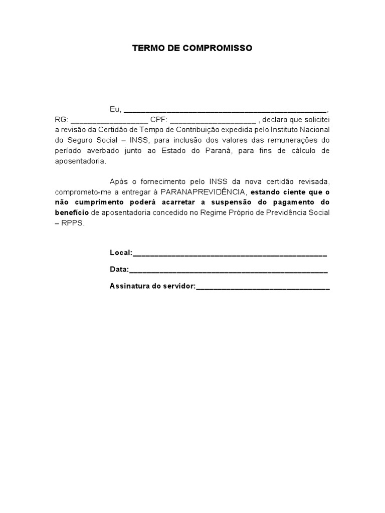 Termo de Compromisso | PDF