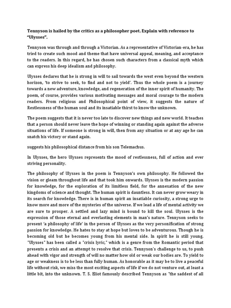 Tennyson As A Philosopher Poet. | PDF | Social Science