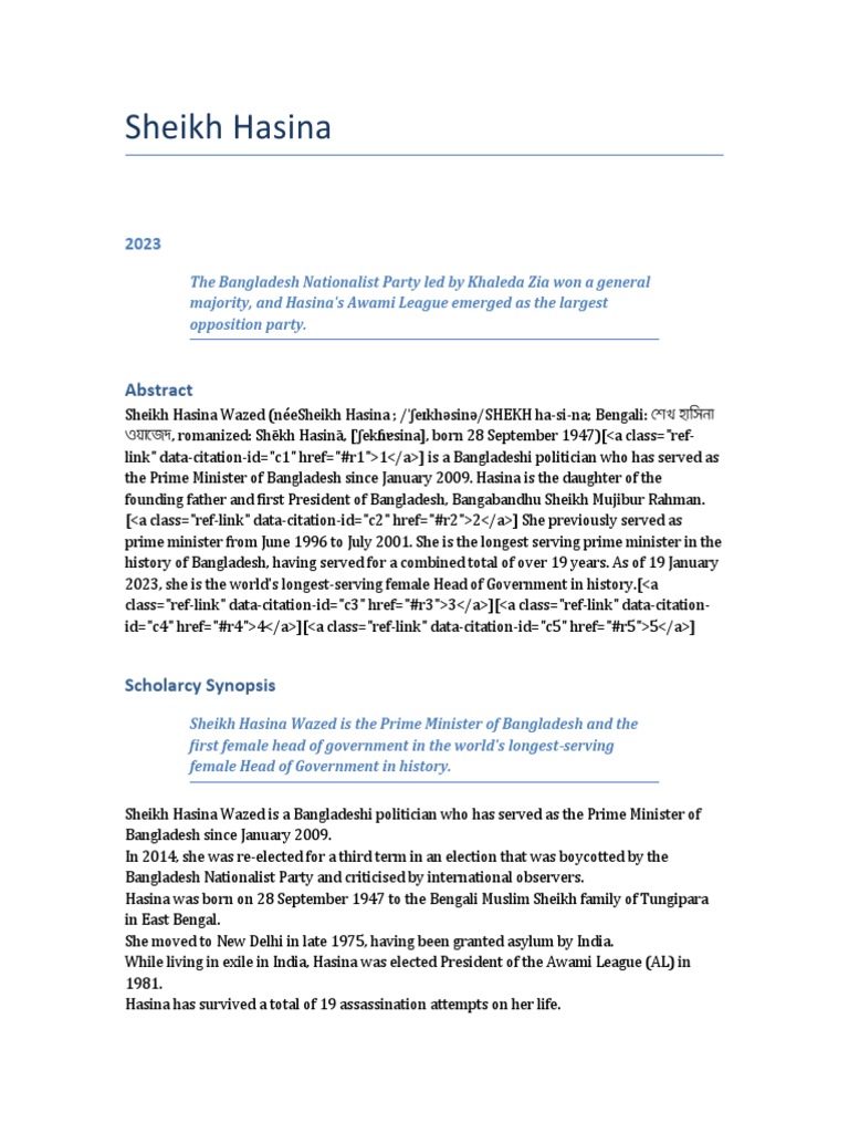 Sheikh Hasina | PDF | Bangladesh | Asia